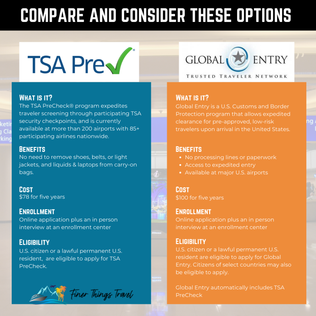Air Travel Talk: TSA PreCheck or Global Entry? - Finer Things Travel